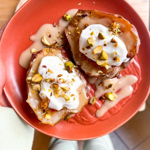 Healthy Air Fried Pears - Nikki Vegan