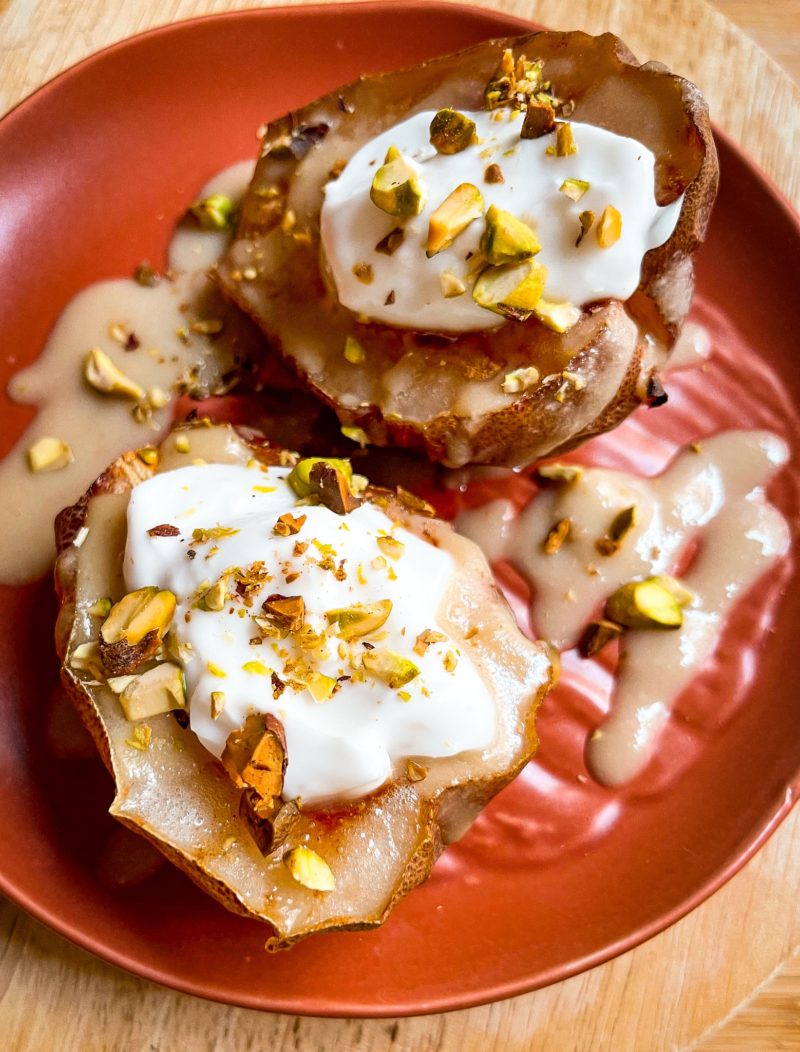 Healthy Air Fried Pears - Nikki Vegan