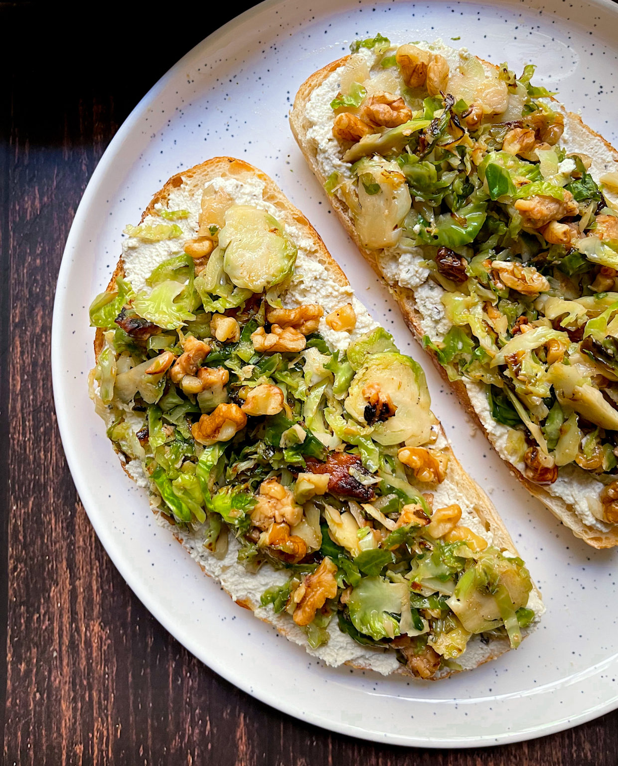 Brussel Sprout + Ricotta Toast - Nikki Vegan