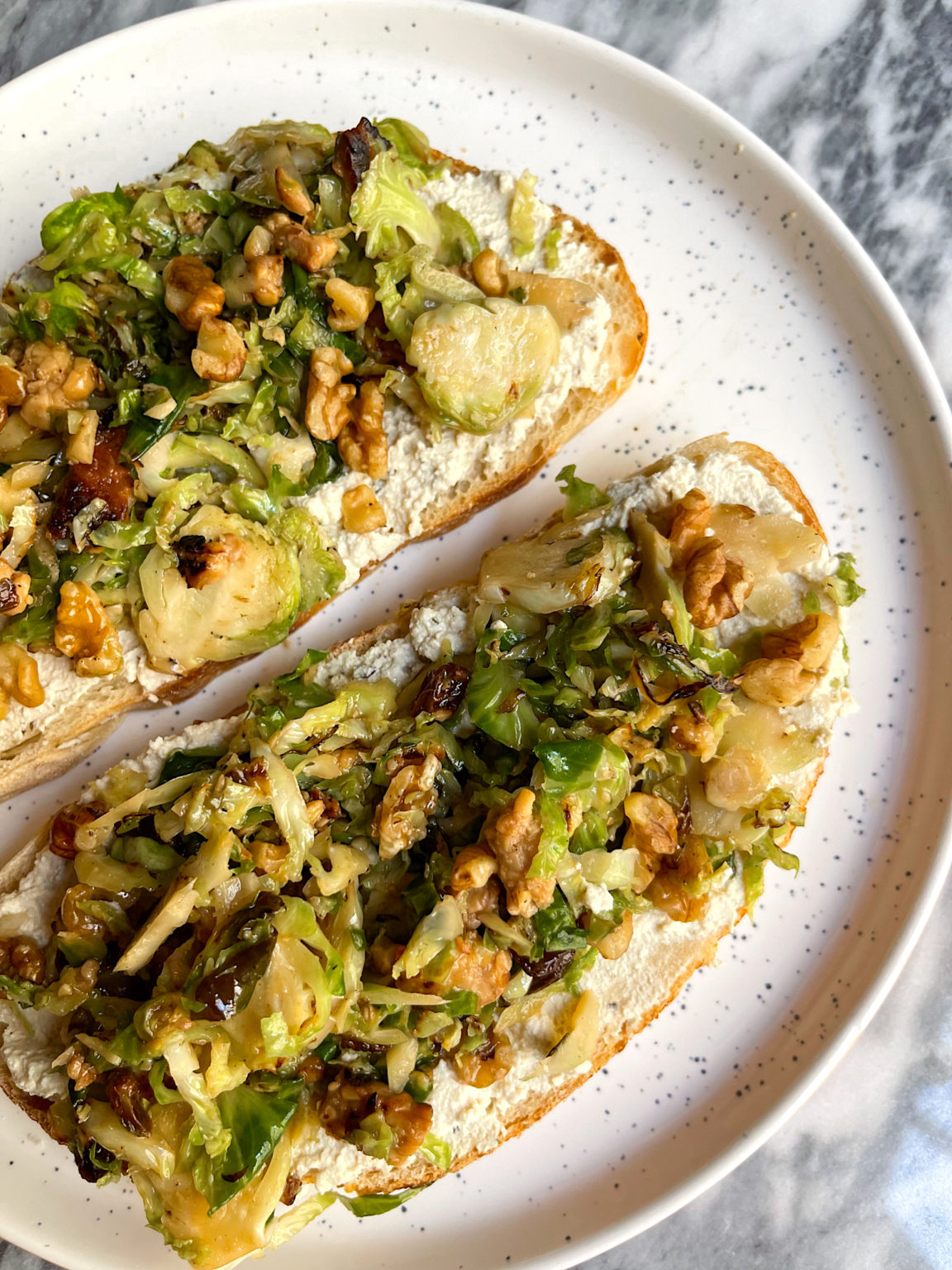 Brussel Sprout + Ricotta Toast - Nikki Vegan