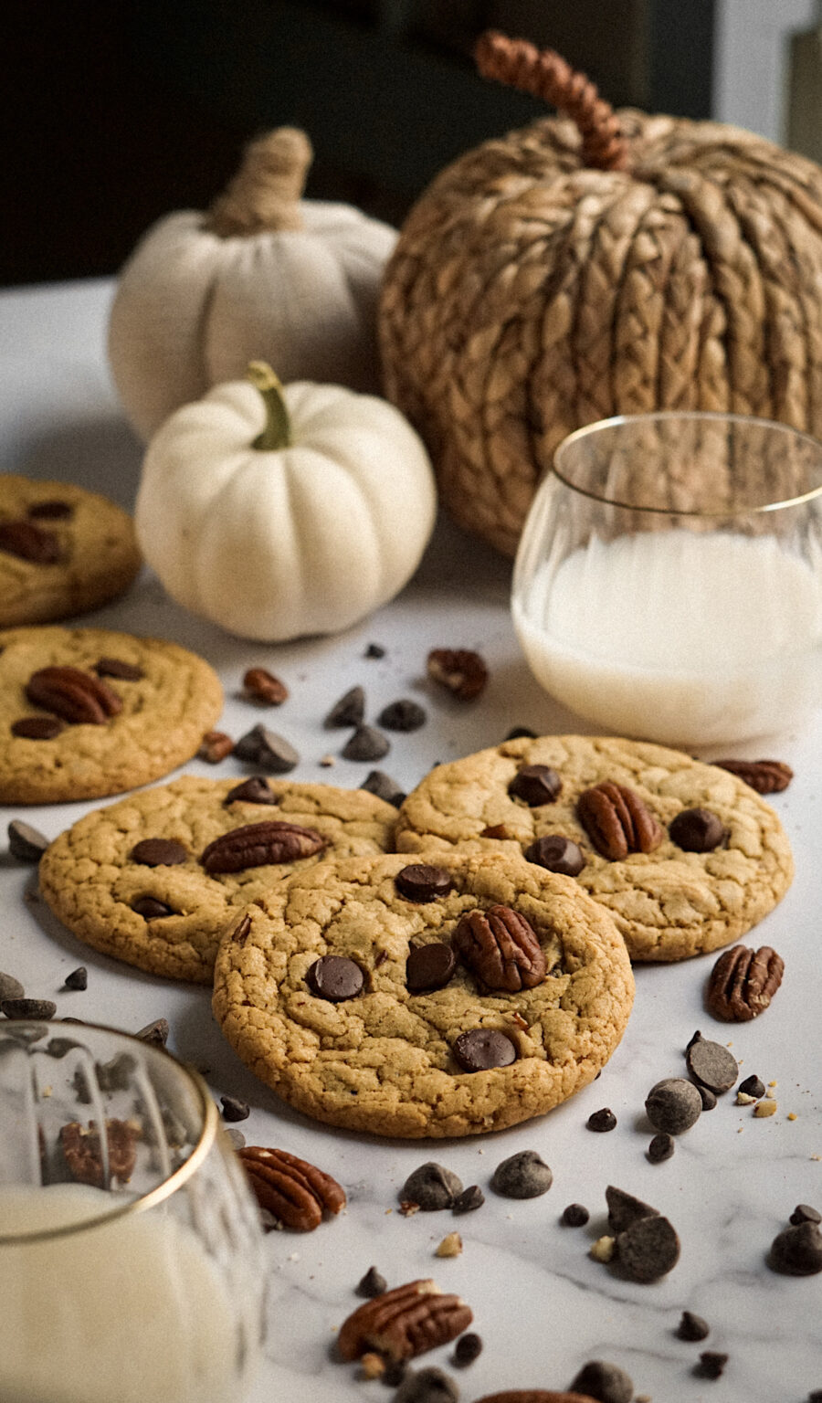 Chewy Pumpkin Chocolate Chip Cookies - Nikki Vegan