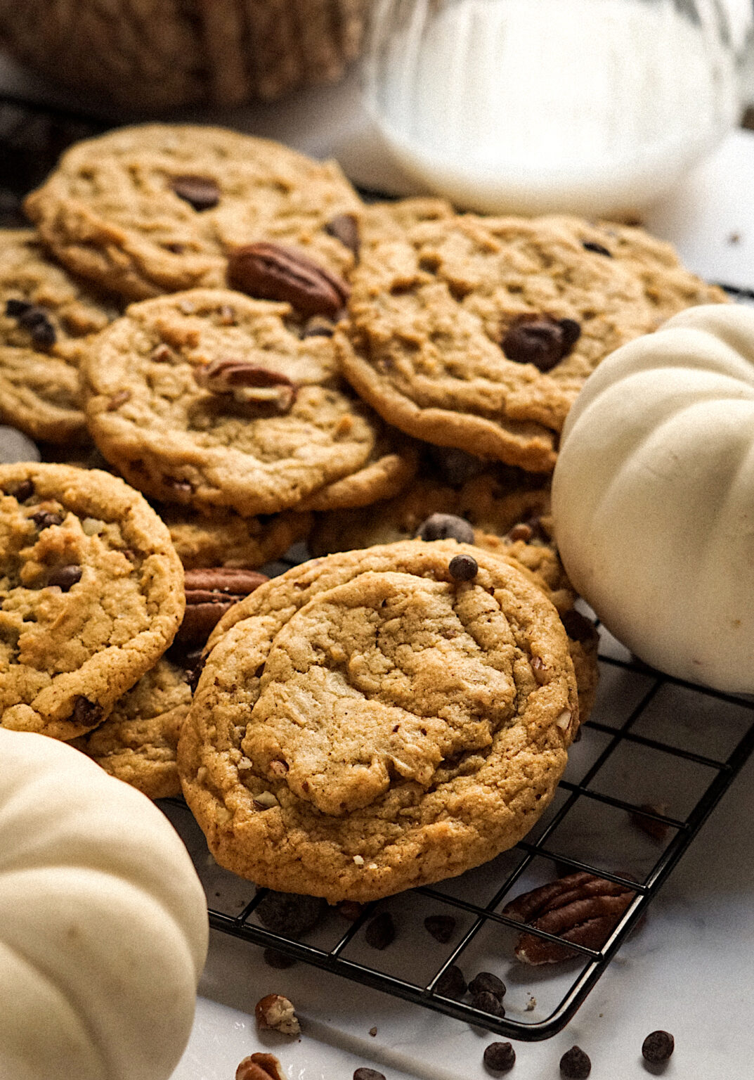 Chewy Pumpkin Chocolate Chip Cookies - Nikki Vegan