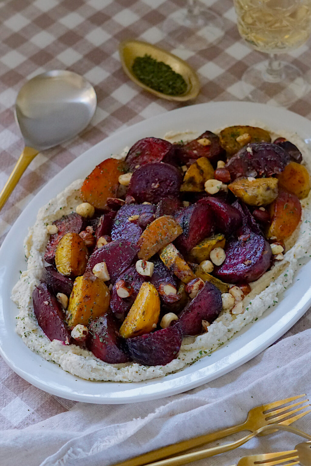 Roasted Beets with Whipped Feta (Dairy-Free) - Nikki Vegan